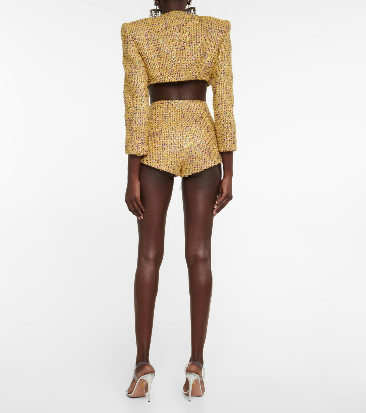 Area - Crystal-embellished tweed shorts AREA