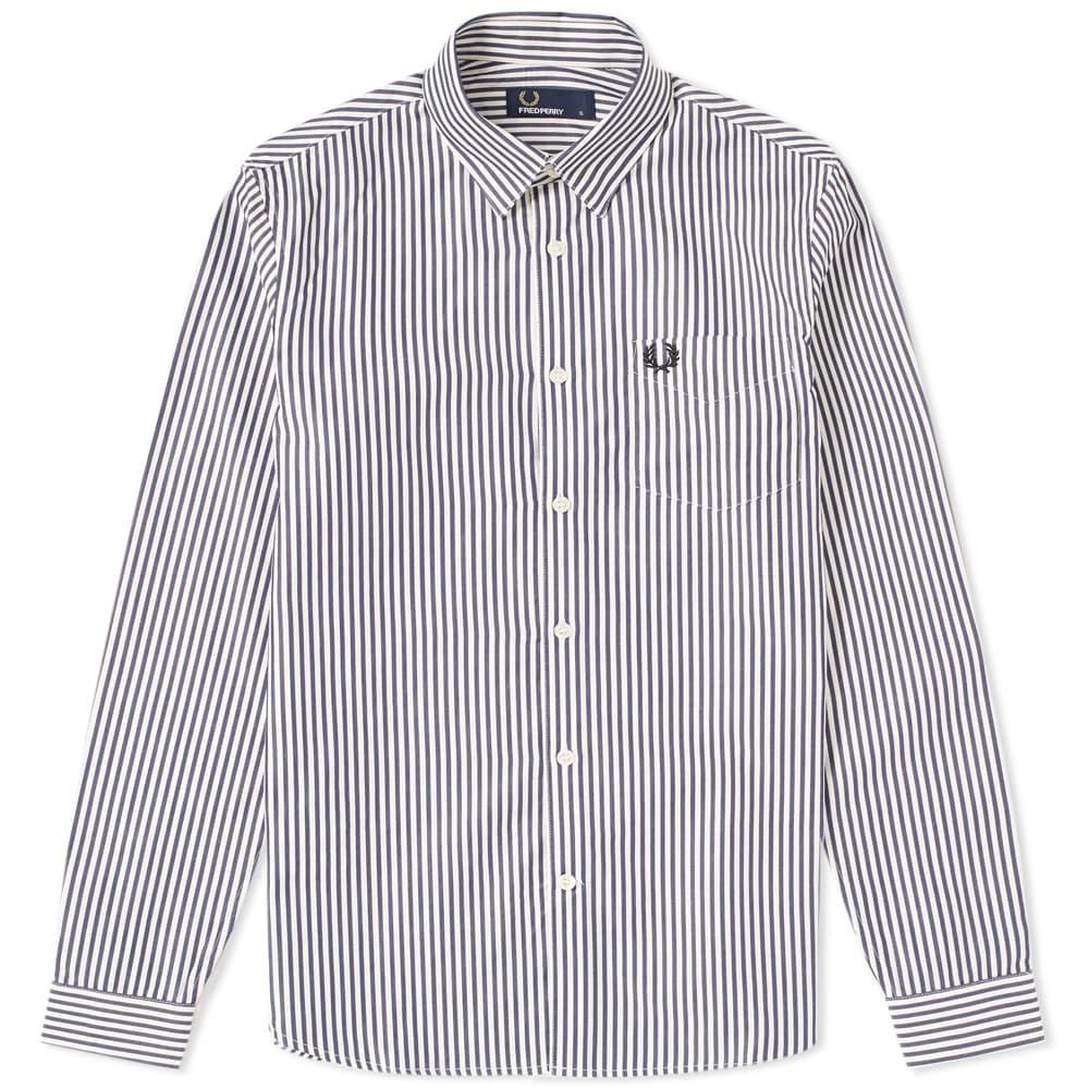 Fred Perry Stripe Twill Shirt Blue Fred Perry