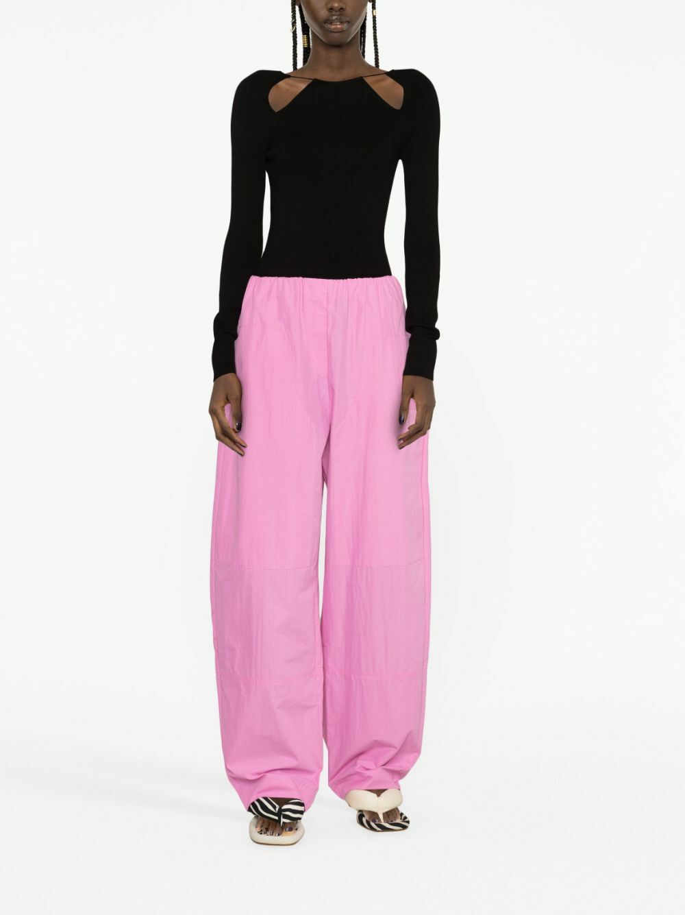Paris Georgia Pink Cocoon Wide-Leg Parachute Trousers Paris Georgia