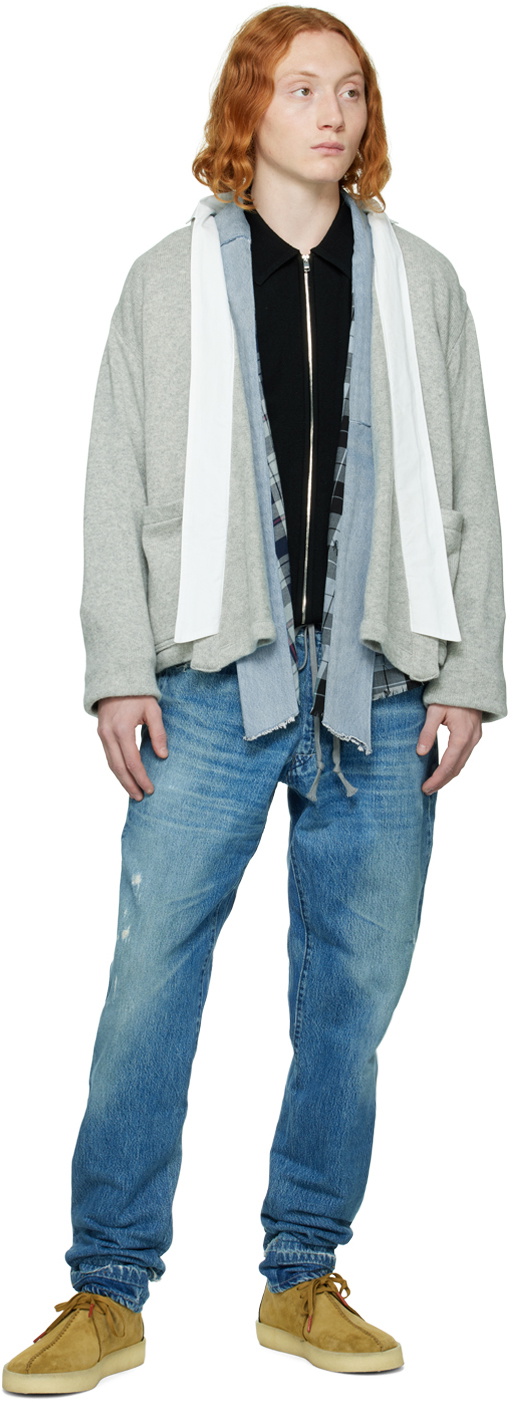 Greg Lauren Blue Plaid Cardigan Greg Lauren