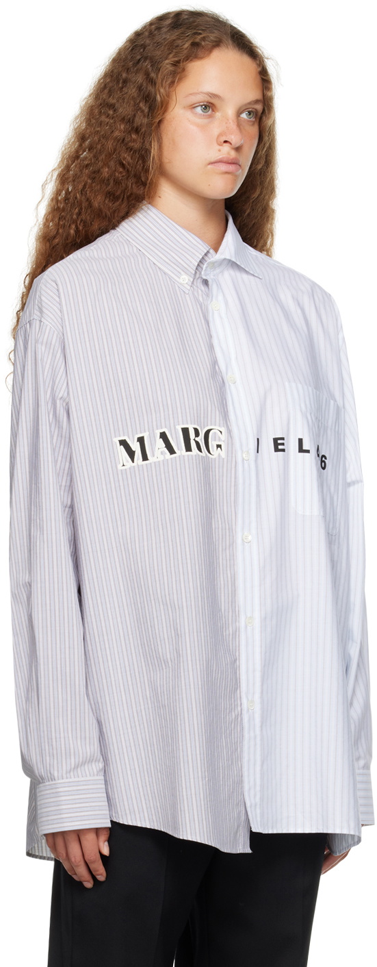MM6 Maison Margiela White & Blue Asymmetrical Shirt MM6 Maison Margiela