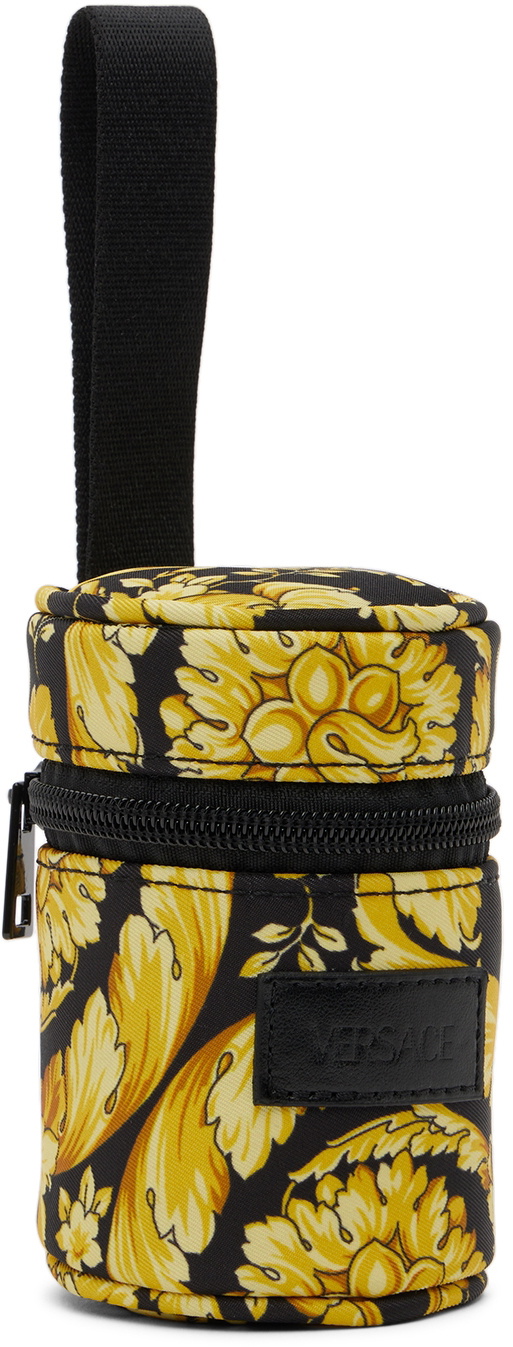 Versace Baby Black & Gold Barocco Pacifier Holder Versace