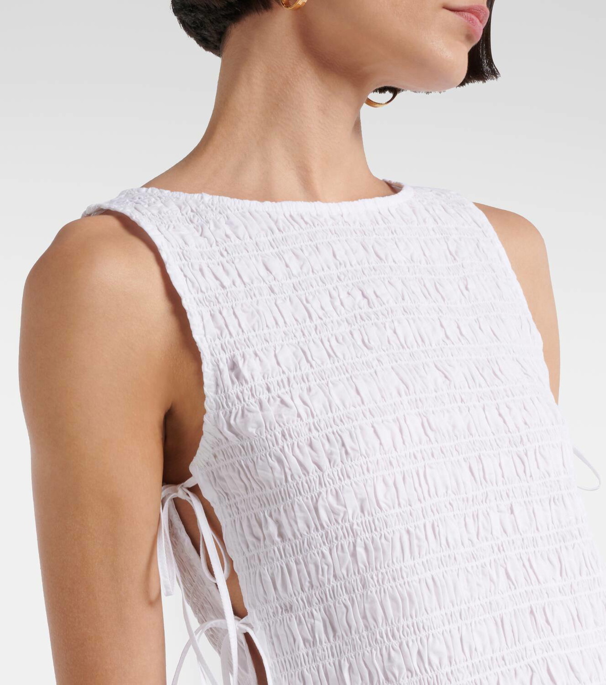 Ganni Shirred cotton top GANNI