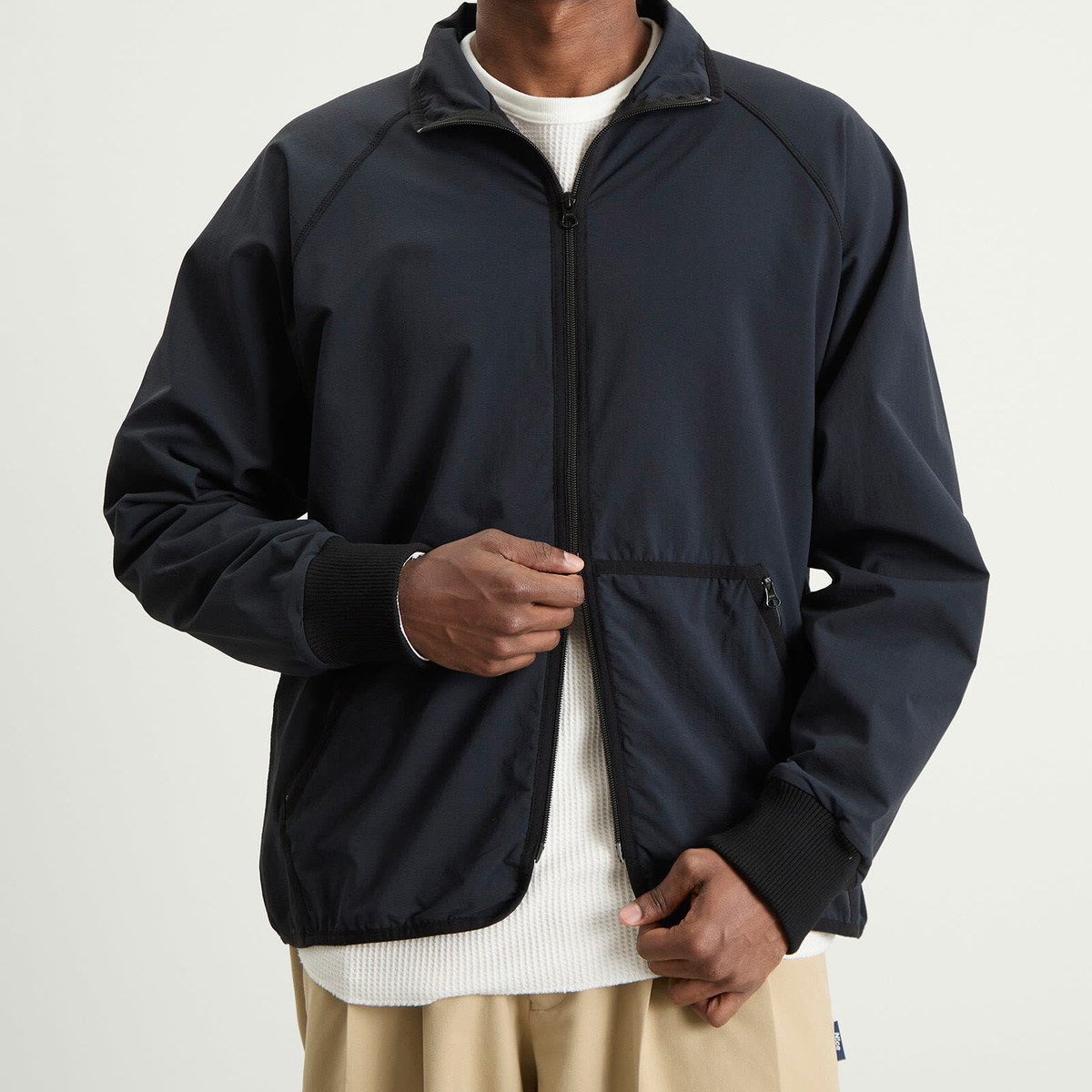 Beams Plus Men's Jersey Back Fleece Jacket in Black Beams Plus