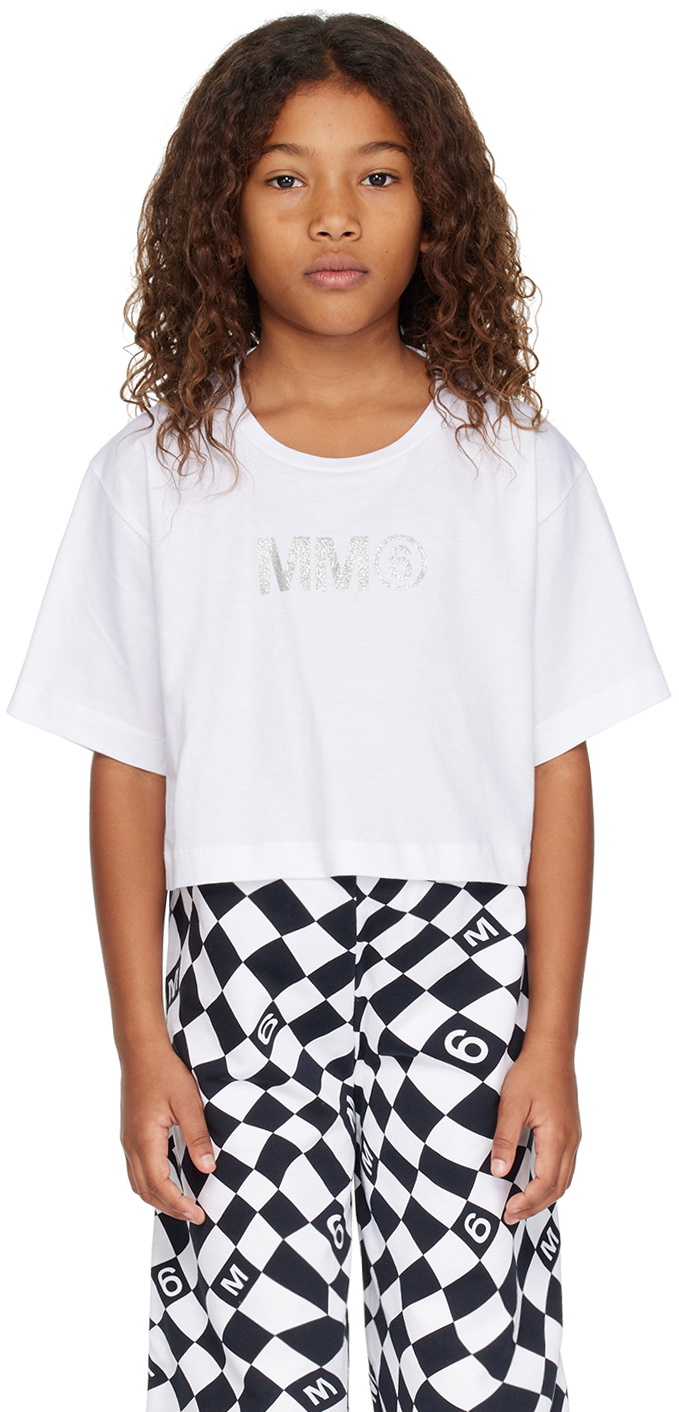 MM6 Maison Margiela Kids White Printed T-Shirt MM6 Maison Margiela