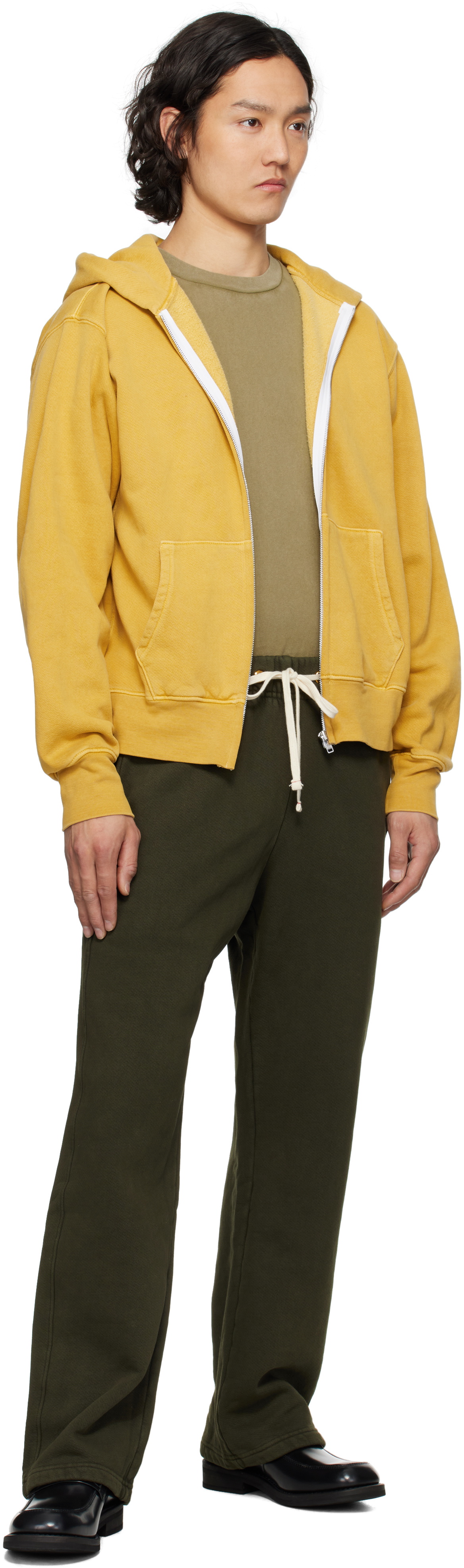 Les Tien Yellow Heavyweight Zip Hoodie Les Tien