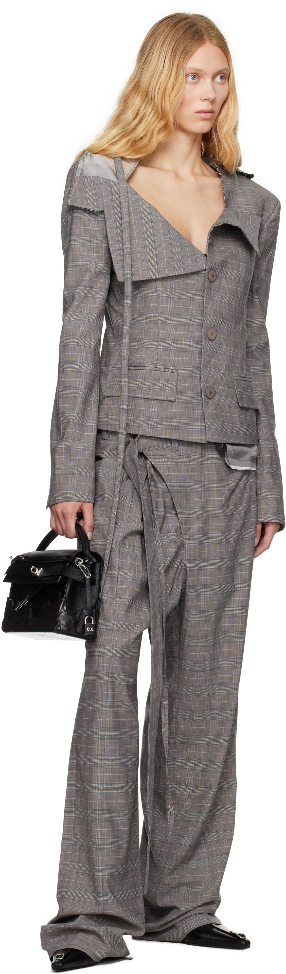 Ottolinger Gray Signature Wrap Suit Trousers Ottolinger