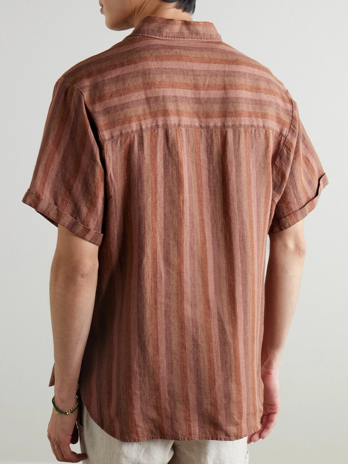 Oliver Spencer - Garrison Striped Linen Shirt - Brown Oliver Spencer