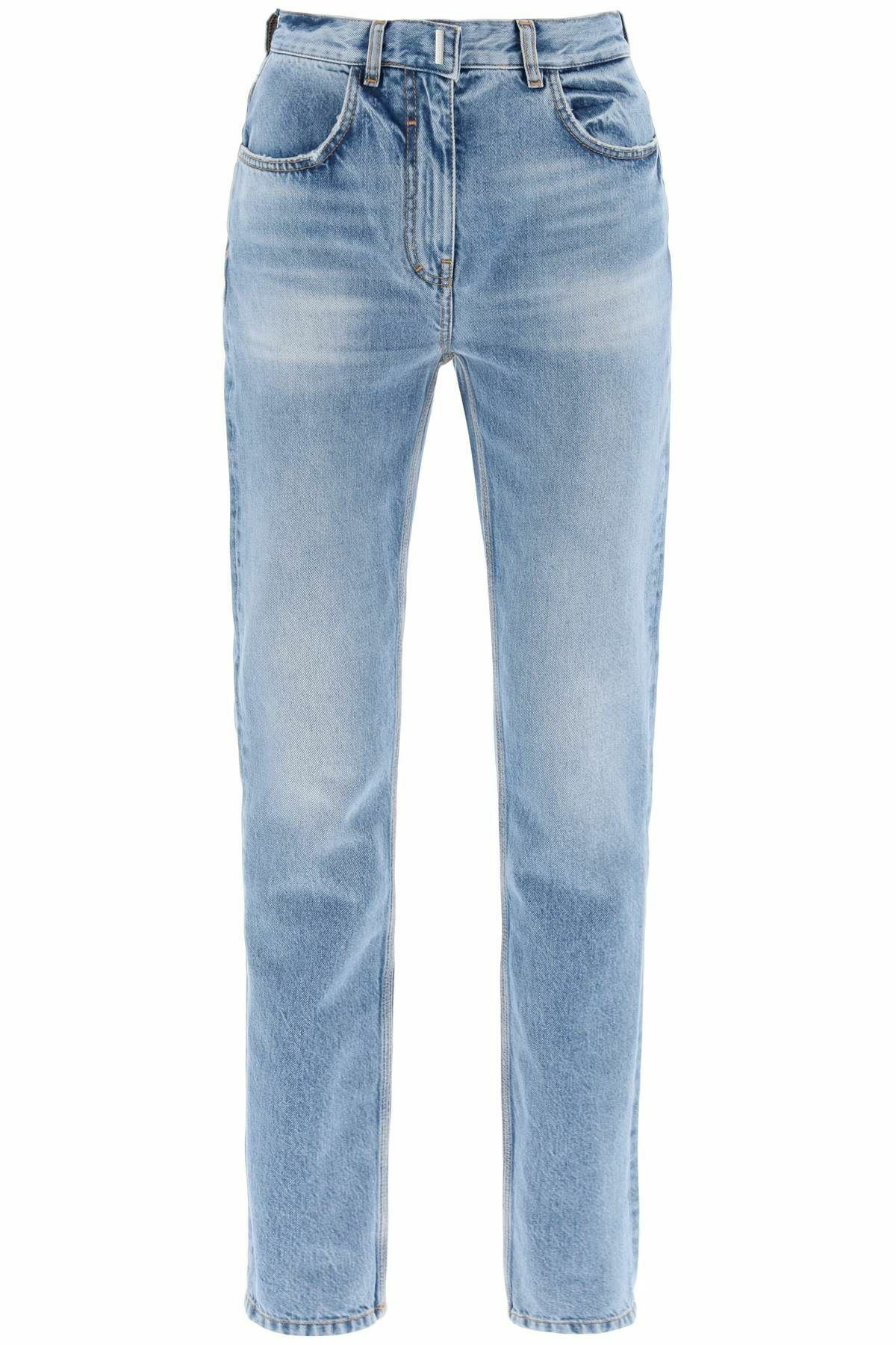 GIVENCHY light wash cigarette jeans with nine words. Light blue Givenchy