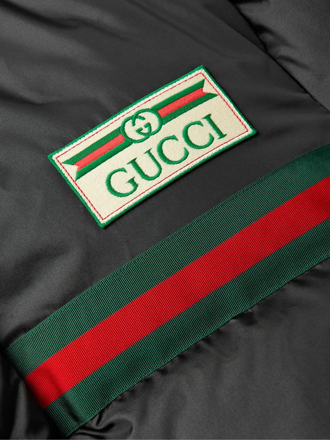 GUCCI - Logo-Appliquéd Striped Quilted Shell Down Jacket - Black Gucci