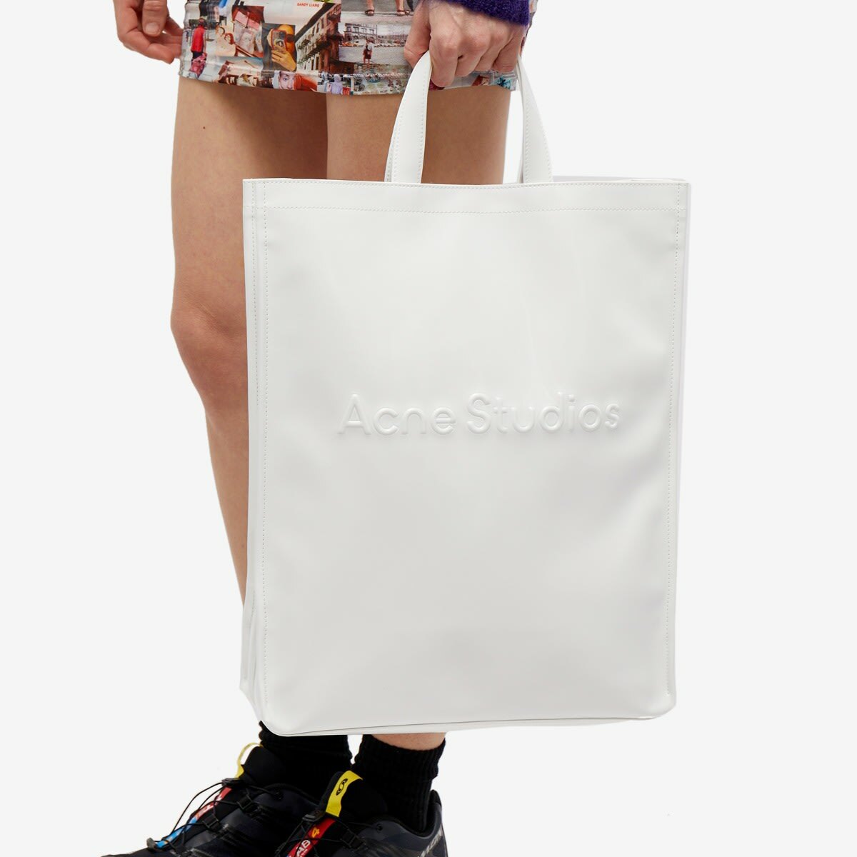 Acne Studios Women's Logo Shopper Tote Bag in White Acne Studios