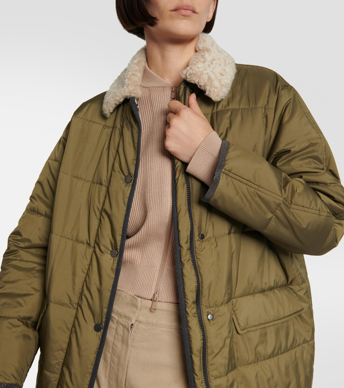 Brunello Cucinelli Shearling-trimmed padded coat Brunello Cucinelli