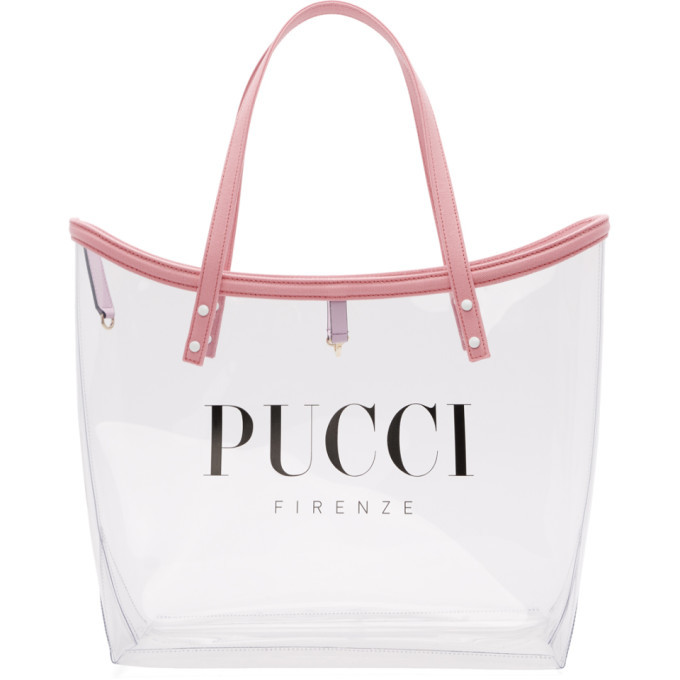 Emilio Pucci Transparent Pink Logo PVC Tote Emilio Pucci
