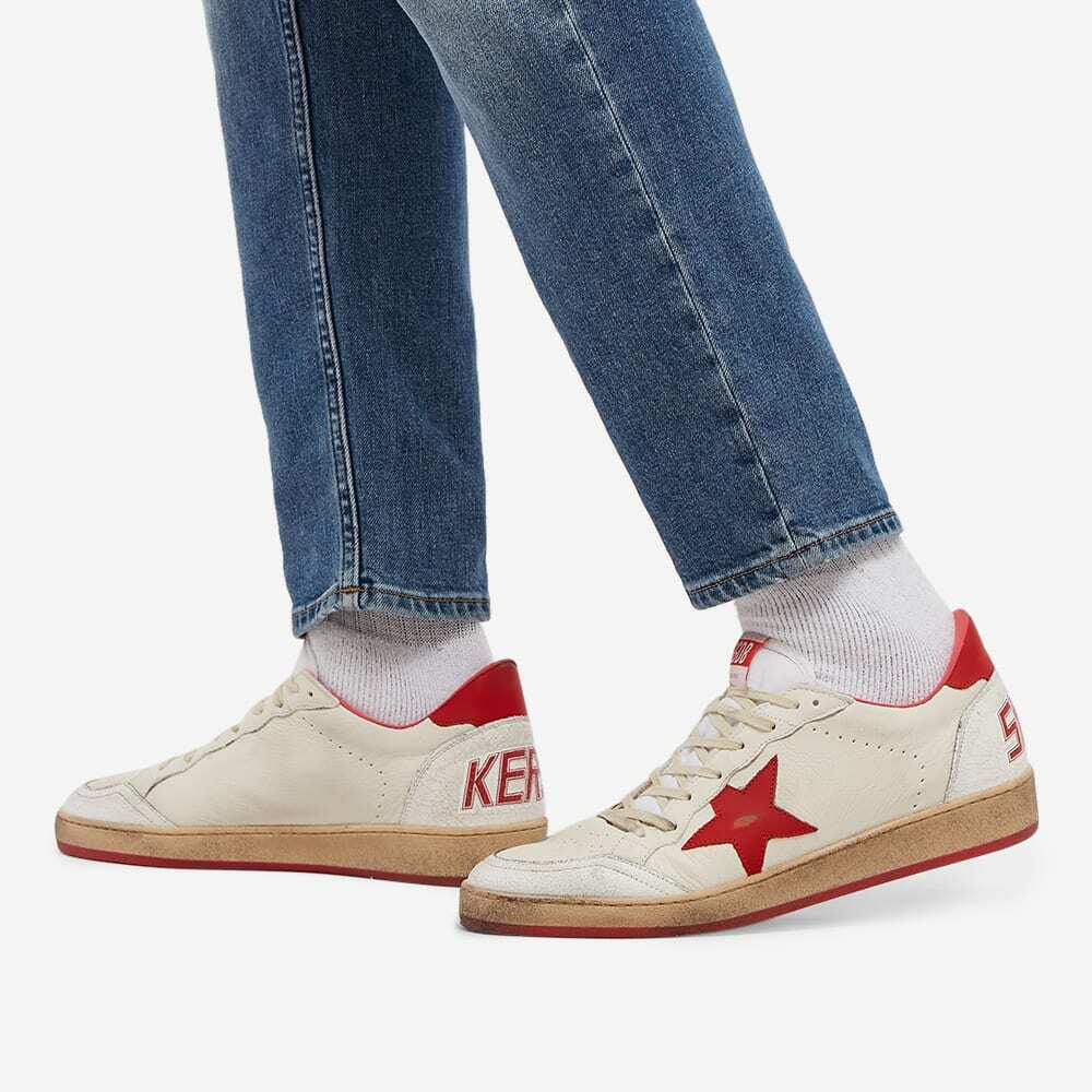 Golden Goose Men's Ball Star Leather Sneakers in White/Strawberry Red ...