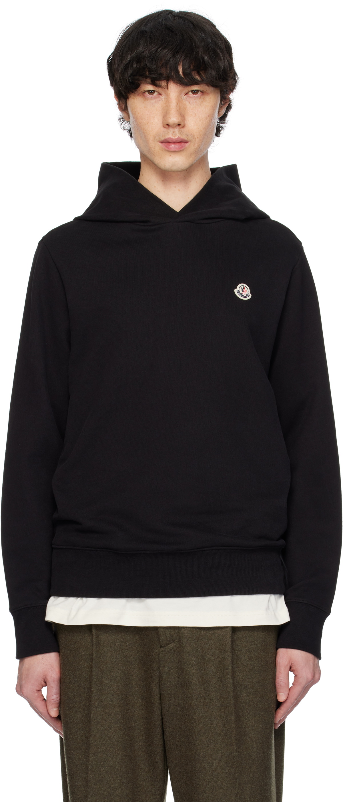 Moncler Black Logo Patch Cotton Hoodie Moncler