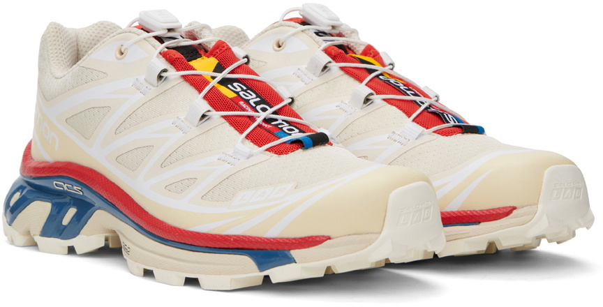 Salomon Beige & Red XT-6 Sneakers Salomon
