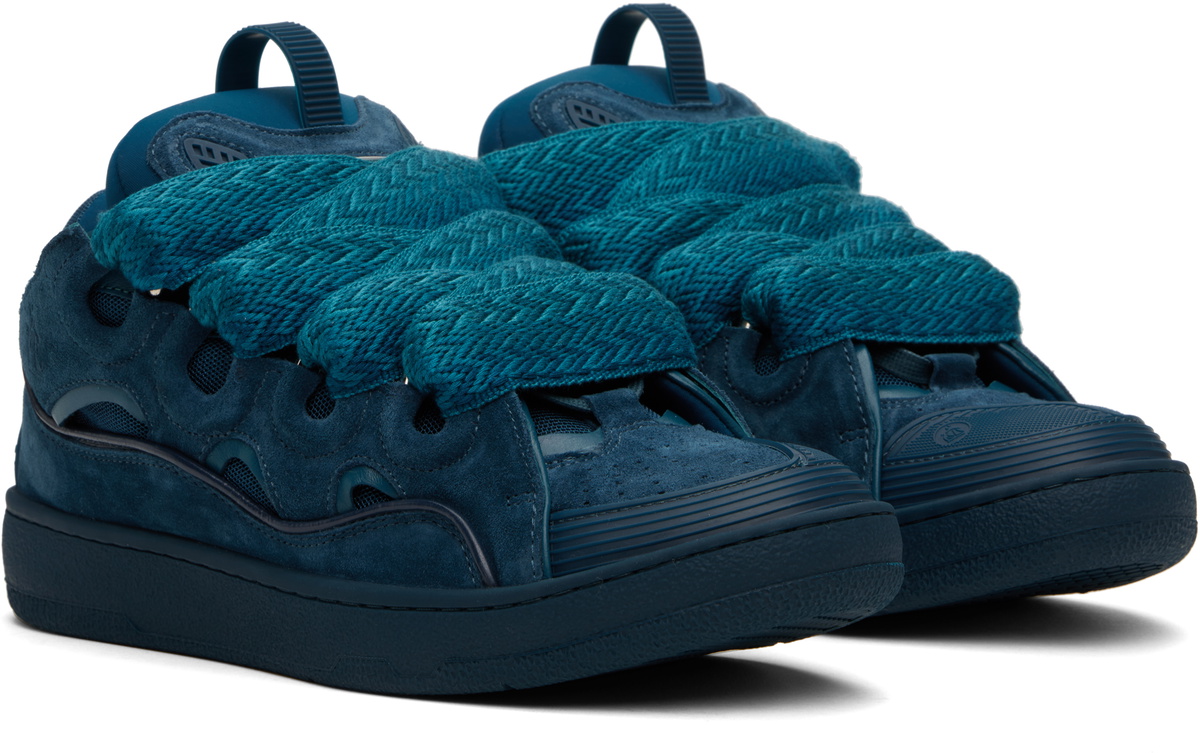 Lanvin Blue Curb Leather Sneakers Lanvin