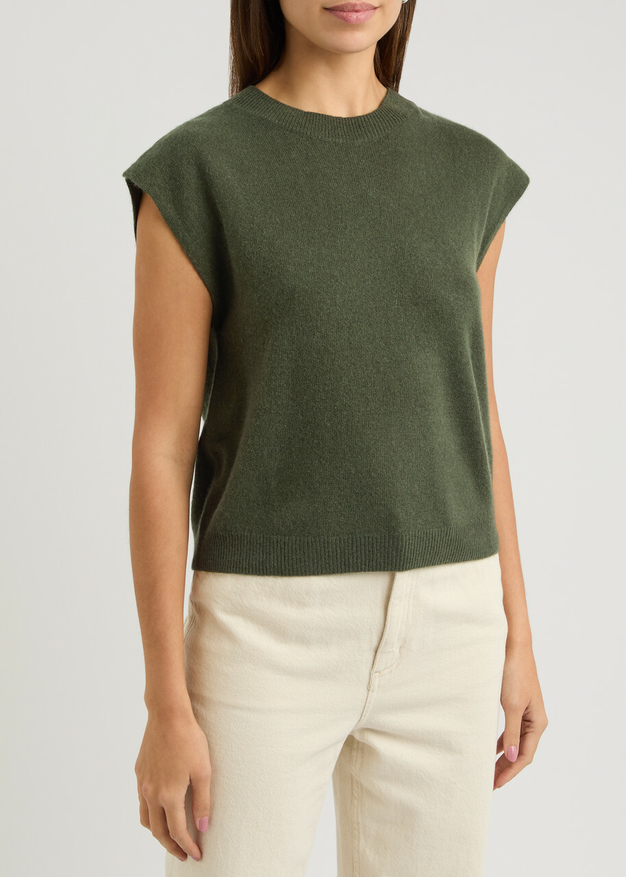 Crush Cashmere Lucca Cashmere Vest Khaki CRUSH CASHMERE