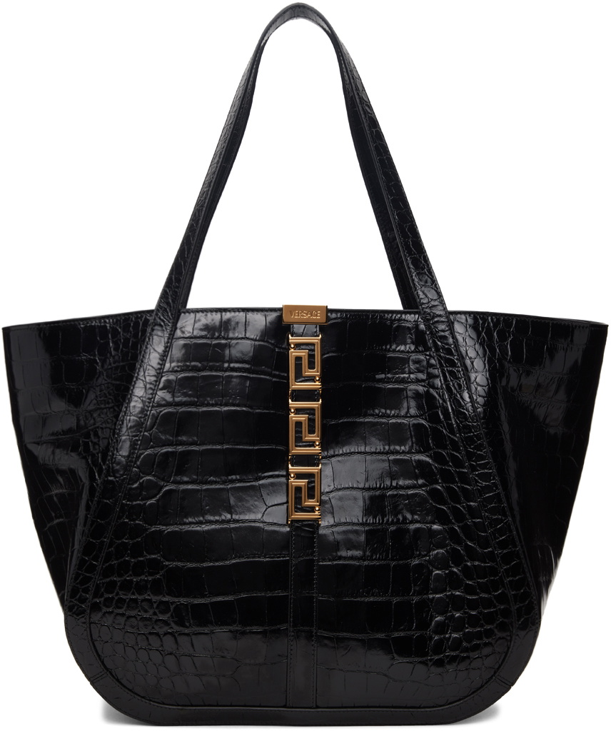 Versace Black Large Greca Goddess Tote Versace