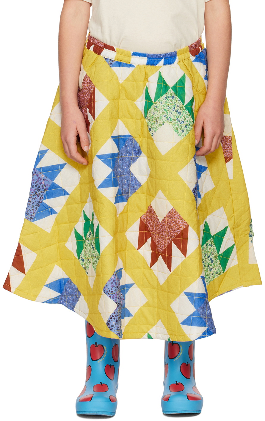 Maison Mangostan Kids Yellow Patchwork Skirt Maison Mangostan