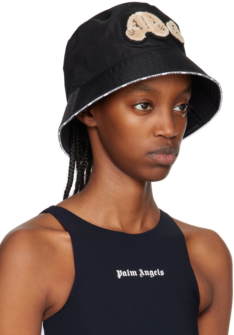 Palm Angels Black 'Bear' Bucket Hat Palm Angels
