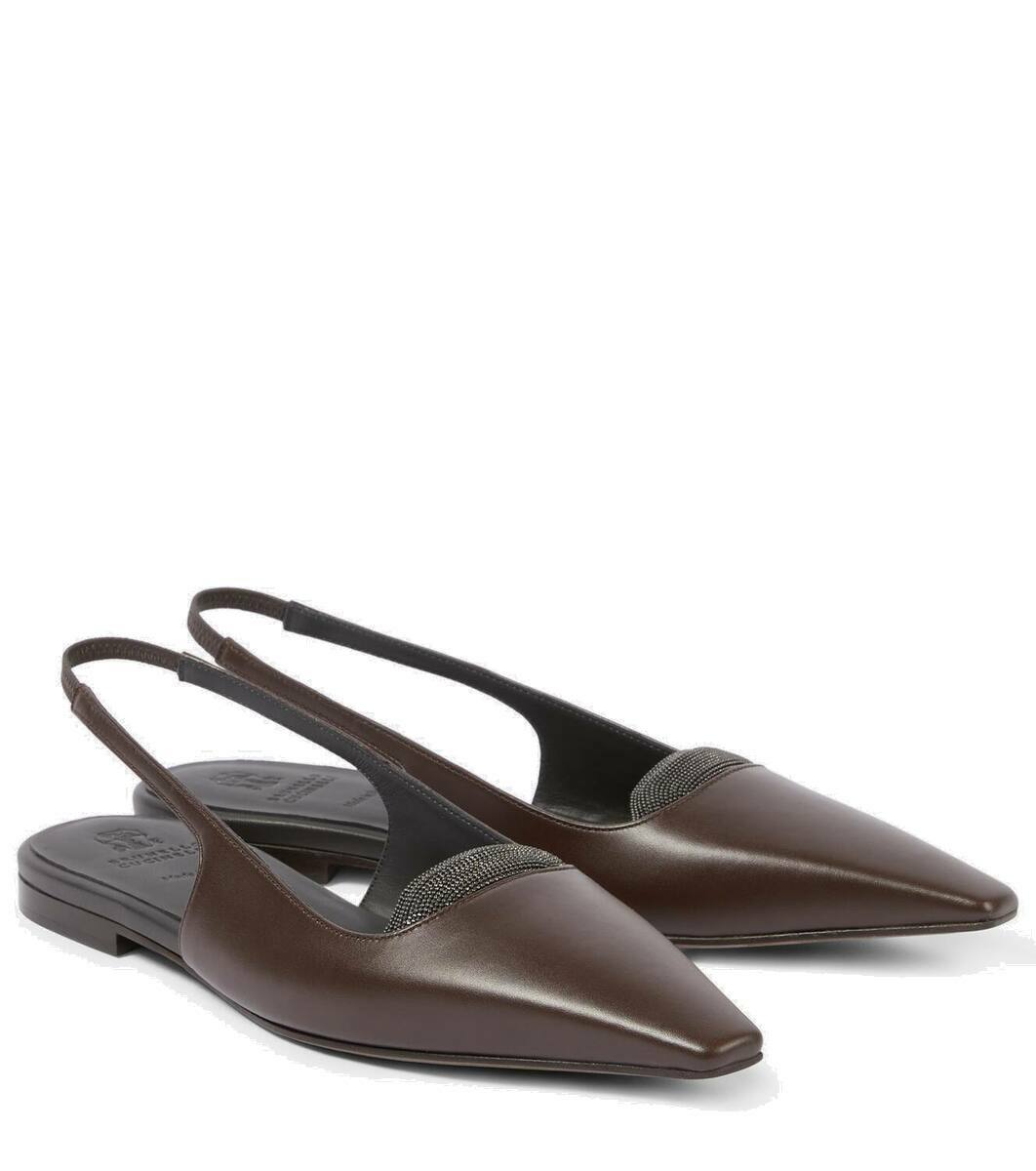 Brunello Cucinelli Leather slingback flats Brunello Cucinelli