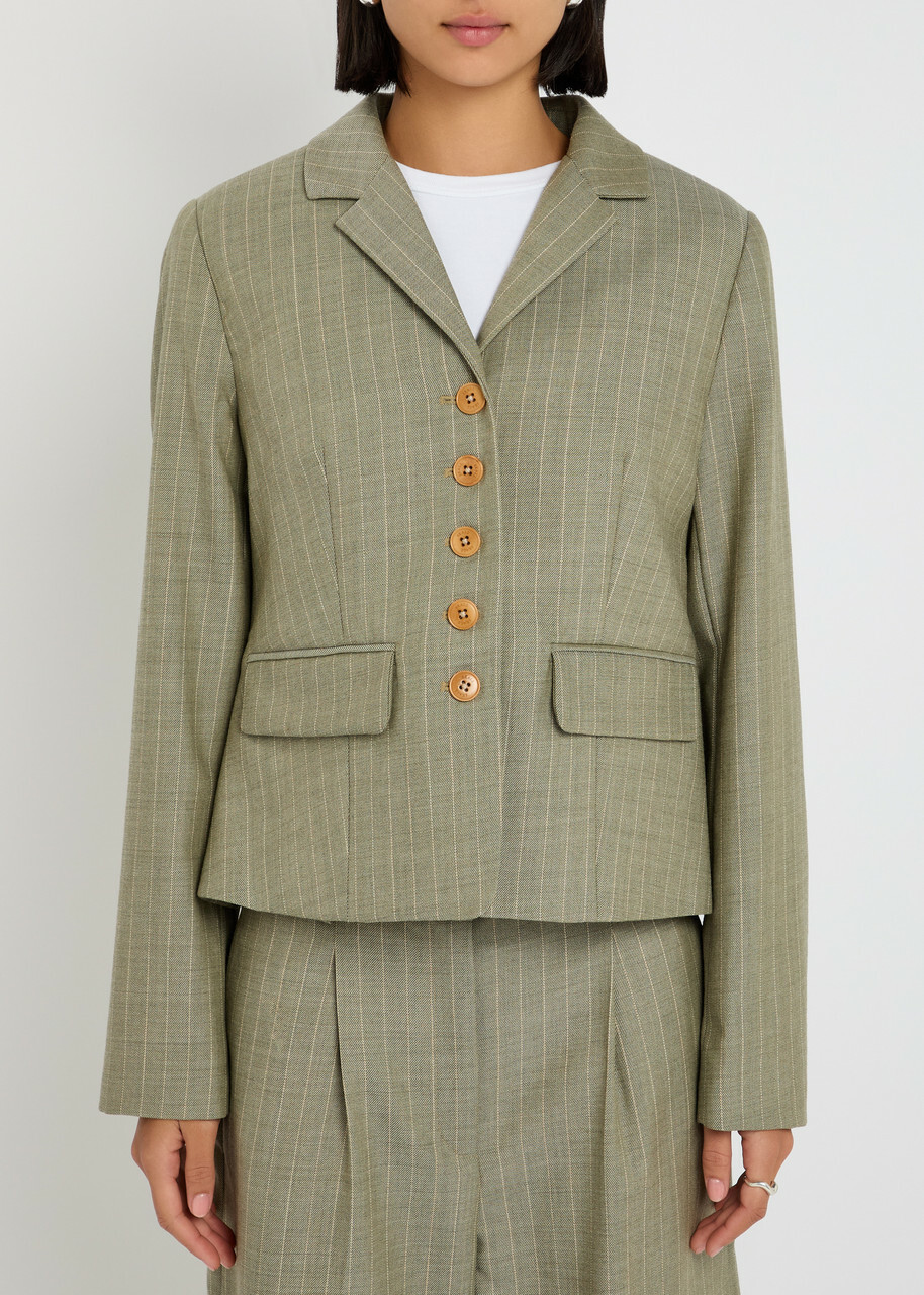 Skall Studio Blonde Pinstripe Wool Jacket Grey Skall Studio