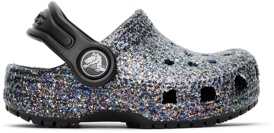 Crocs Baby Black Classic Glitter Clogs Crocs