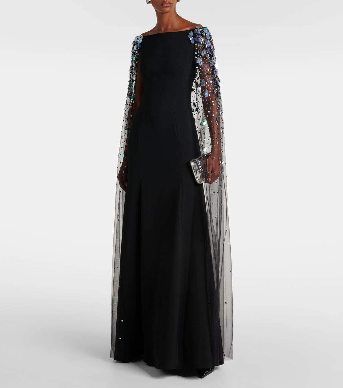 Jenny Packham Beaded caped crêpe gown Jenny Packham