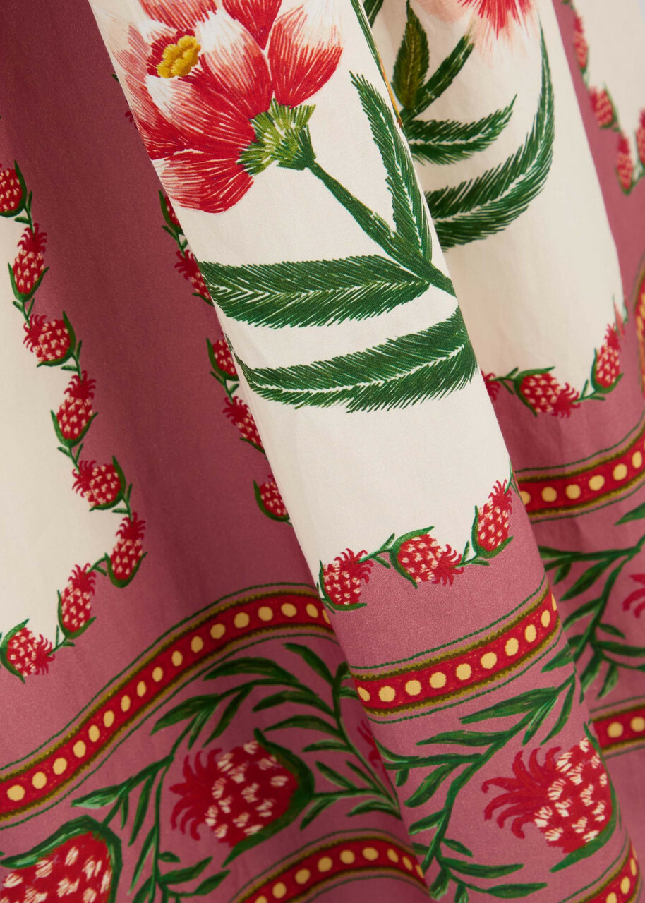 Farm Rio Ainika Printed Poplin Midi Dress Cream Farm Rio