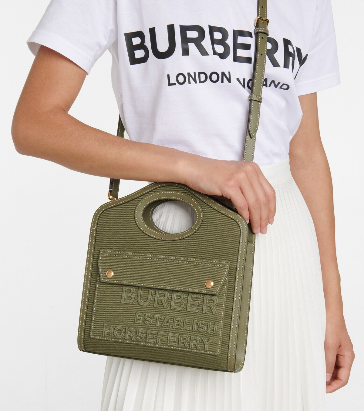 Burberry - Pocket Mini leather-trimmed canvas tote Burberry