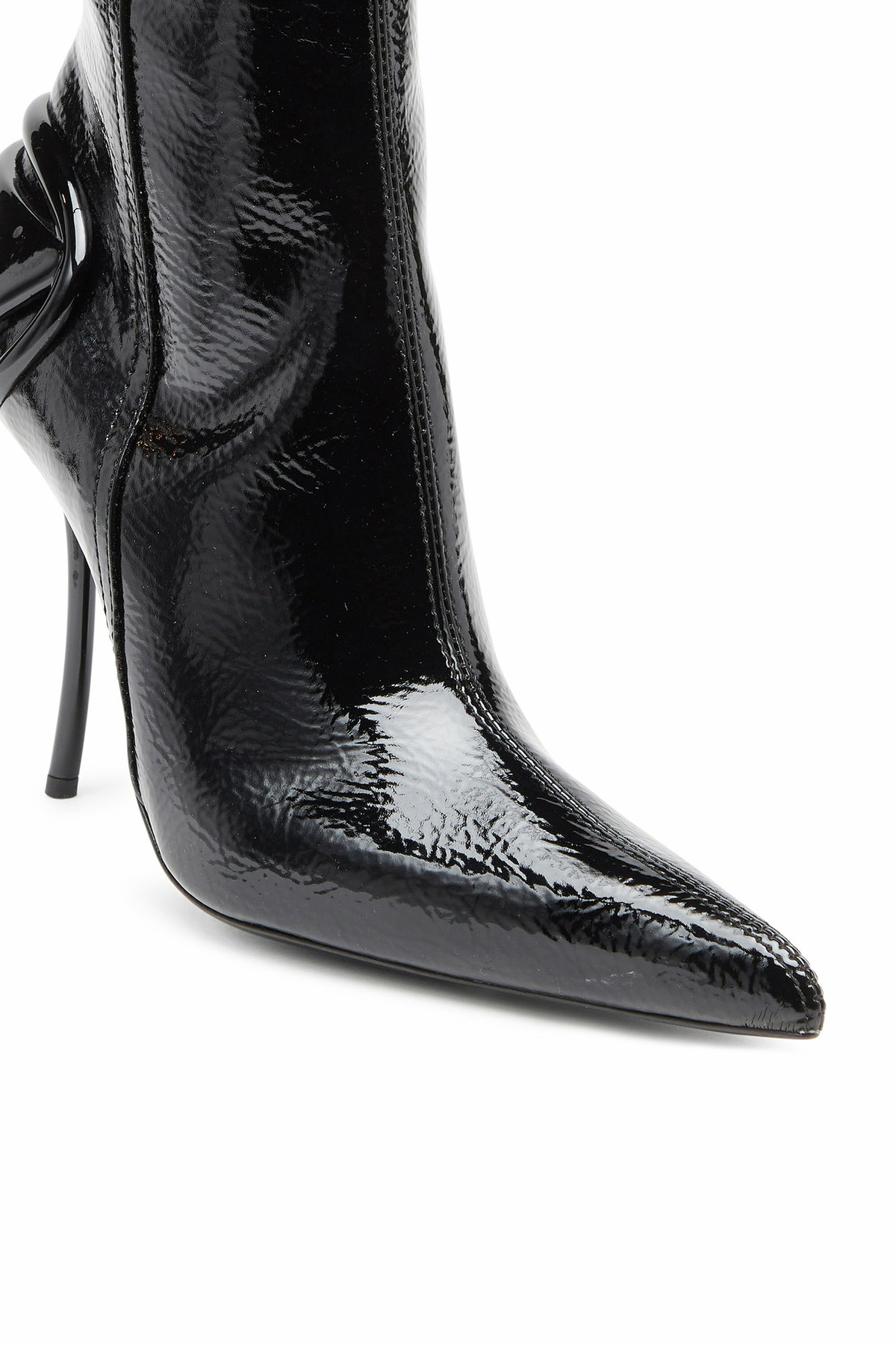 Diesel D-Ten & Half-Glossy knee-high boots with curved heel - Boots ...