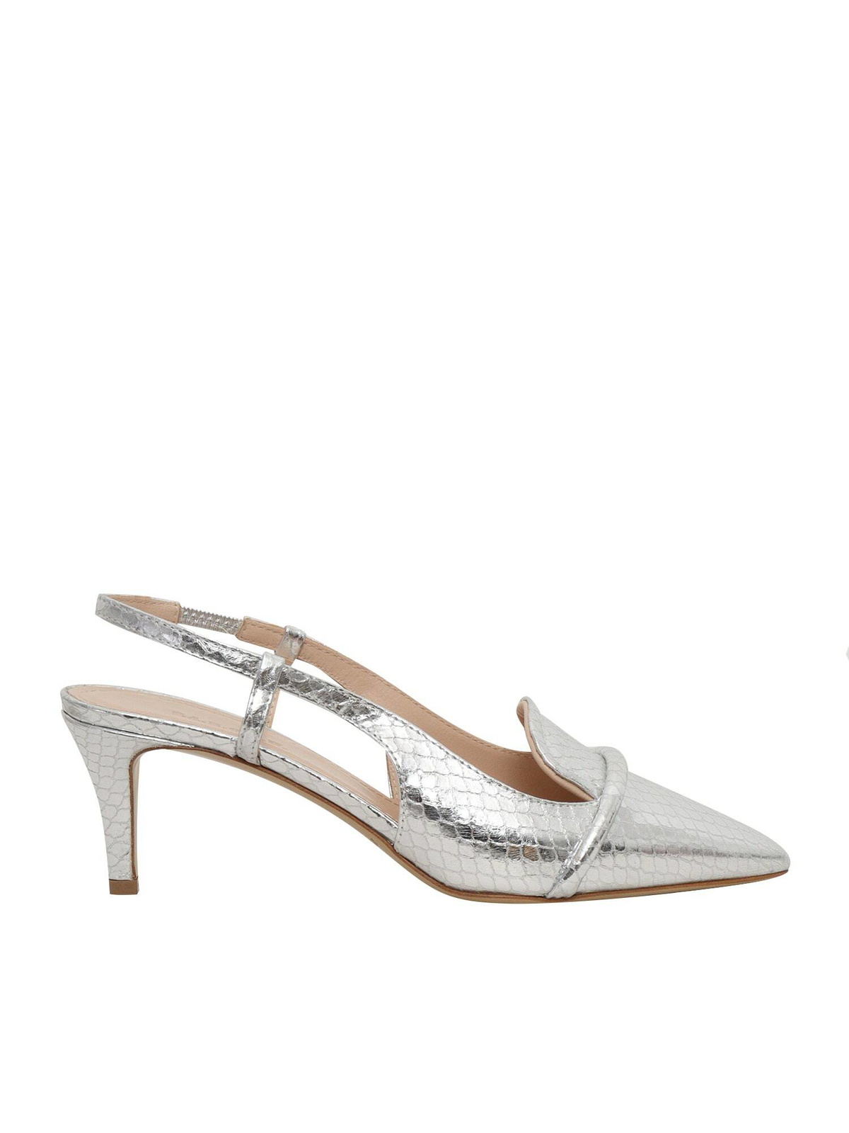 Parosh Silver Leather Sling Back Parosh