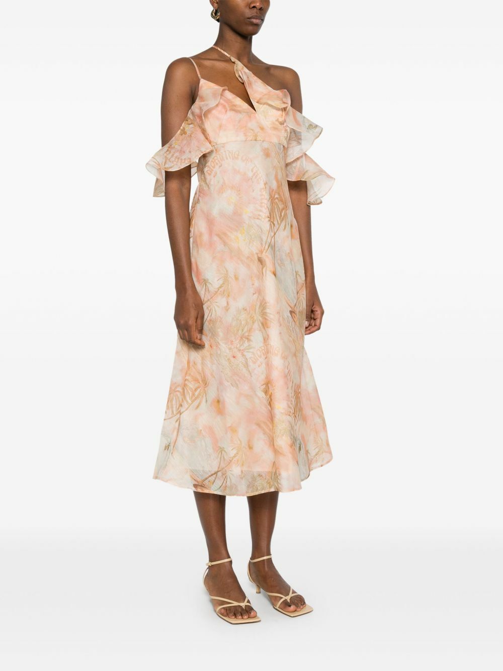 ZIMMERMANN Neutrals Illuminate Flutter Slip Dress Zimmermann
