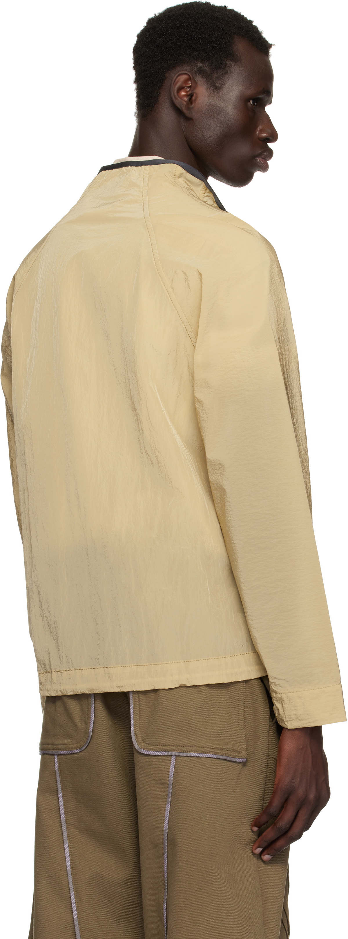 RANRA Beige Ganga Shiny Nylon Track Jacket RANRA