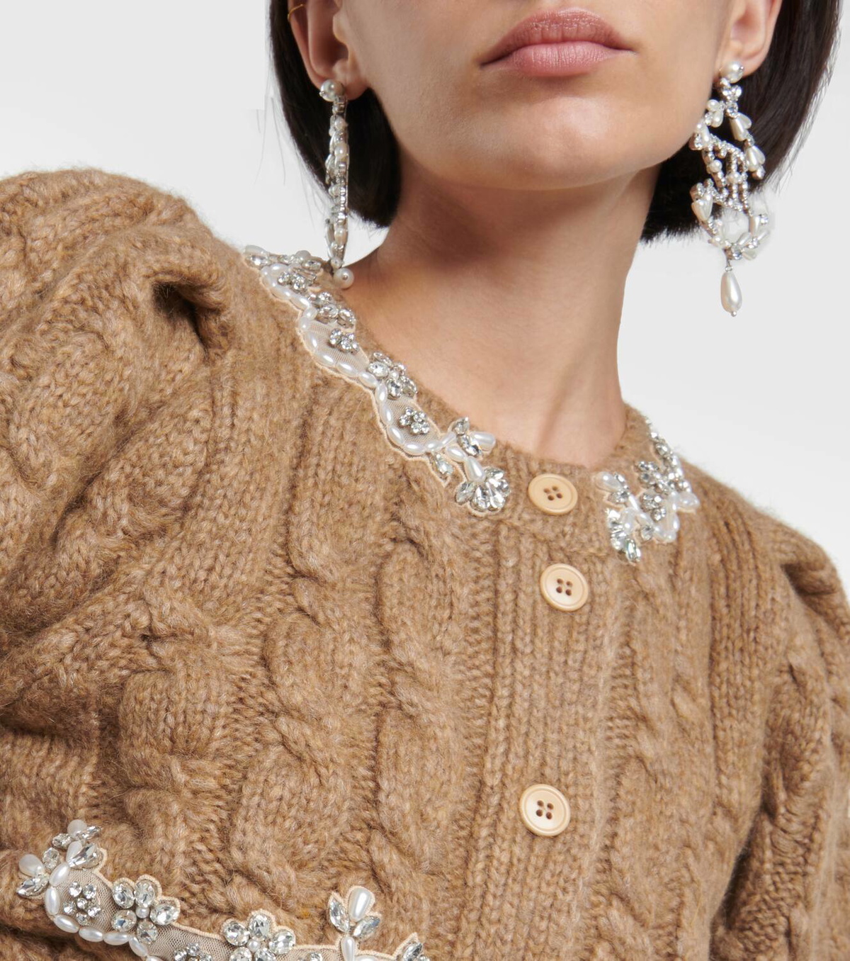 Simone Rocha Cable-knit alpaca-blend cardigan Simone Rocha