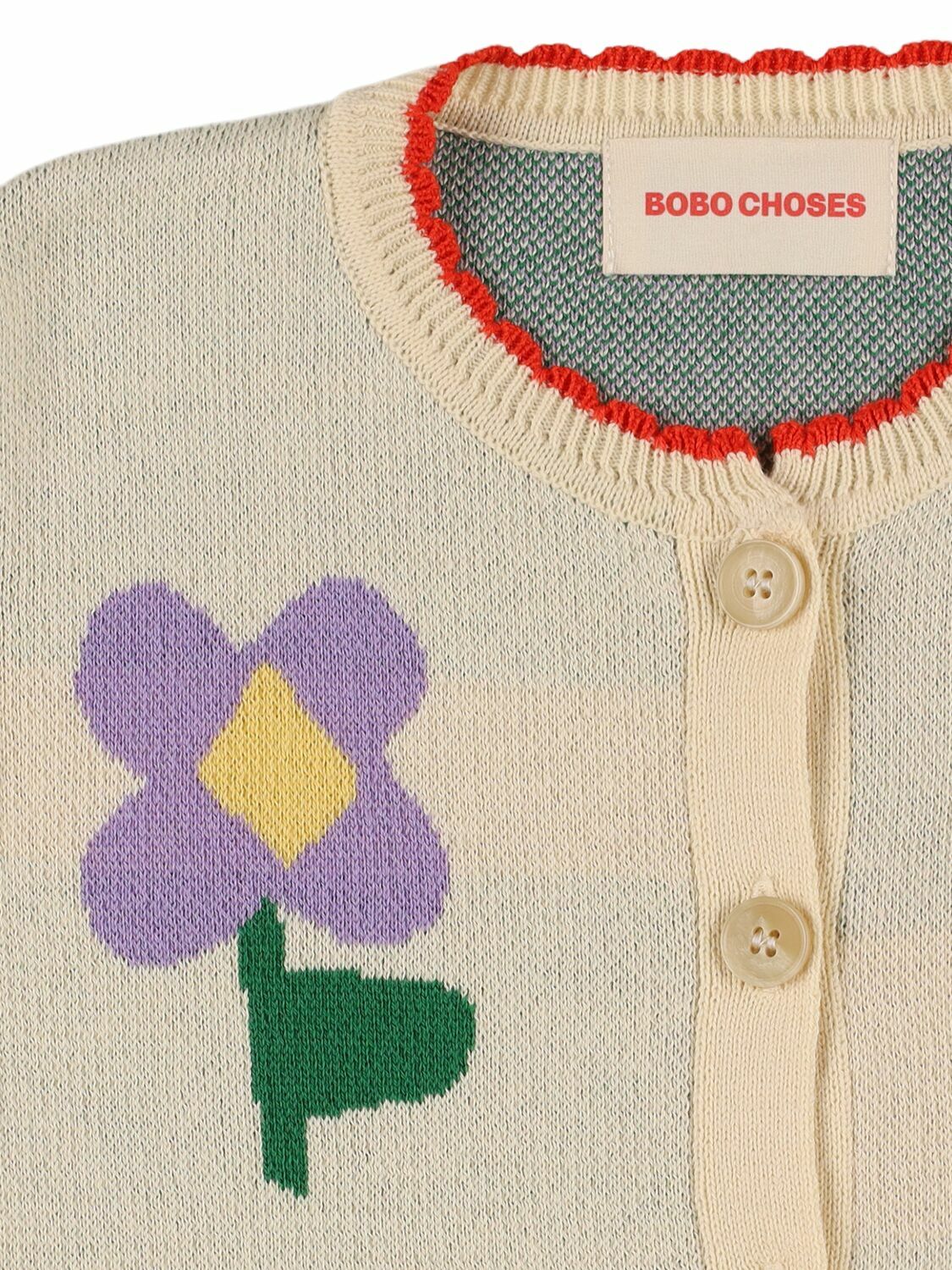 BOBO CHOSES Flowers Organic Cotton Knit Cardigan Bobo Choses