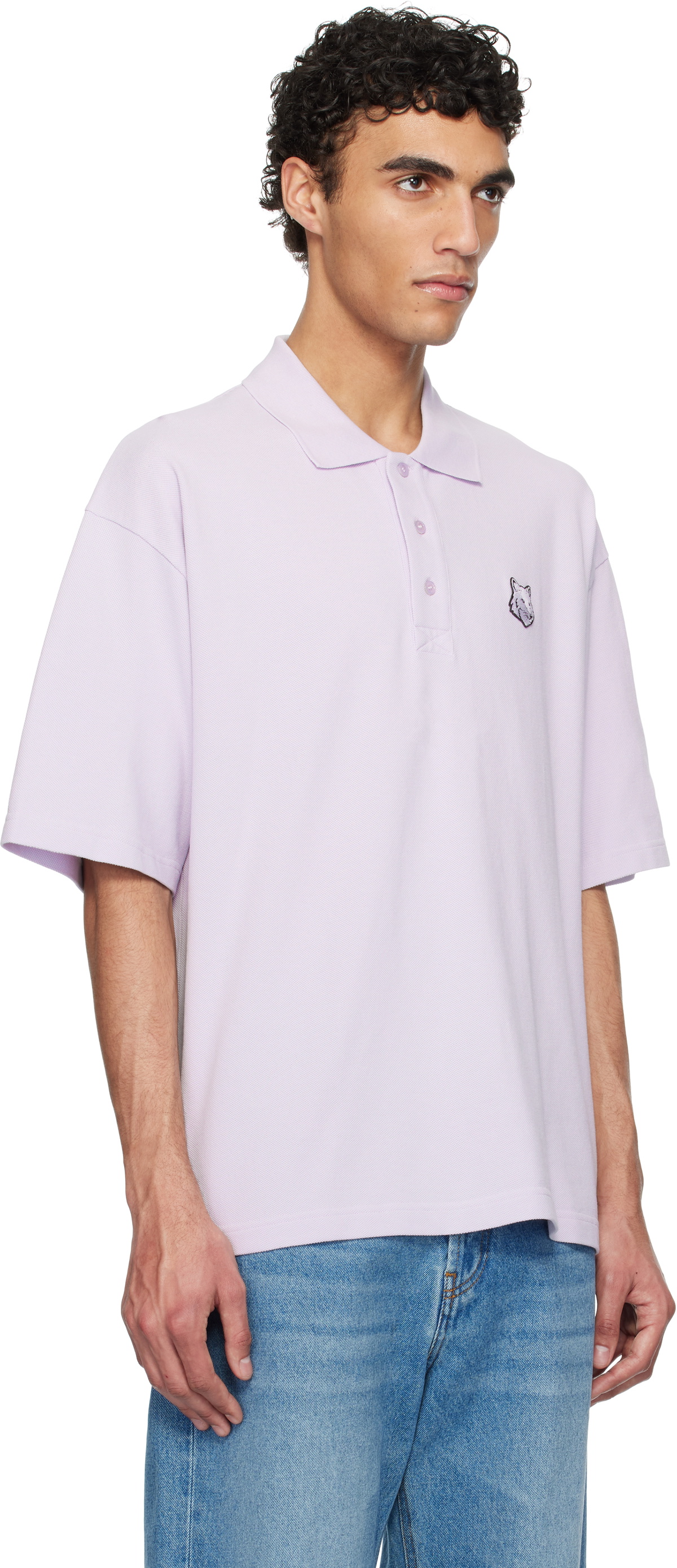 Maison Kitsuné Purple Bold Fox Patch Oversize Polo Maison Kitsune