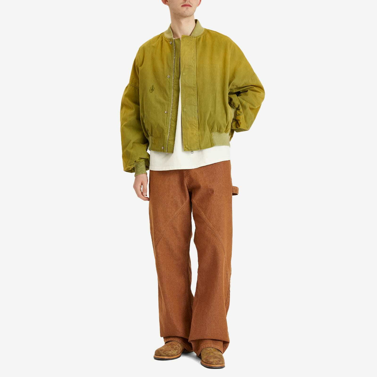 JW Anderson Men's Aged Twisted Workwear Jeans in Rust JW Anderson