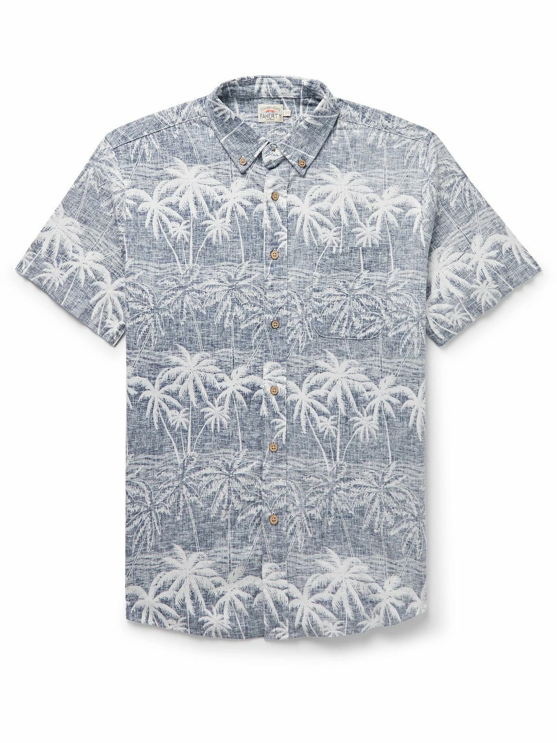 Faherty - Breeze Button-Down Collar Printed Hemp-Blend Shirt - Blue Faherty