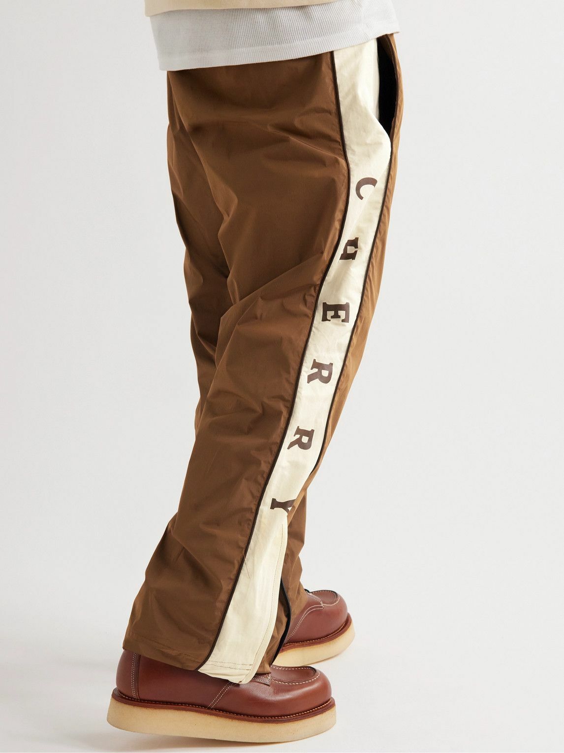 CHERRY LA - Straight-Leg Logo-Print Recycled-Shell Track Pants - Brown ...