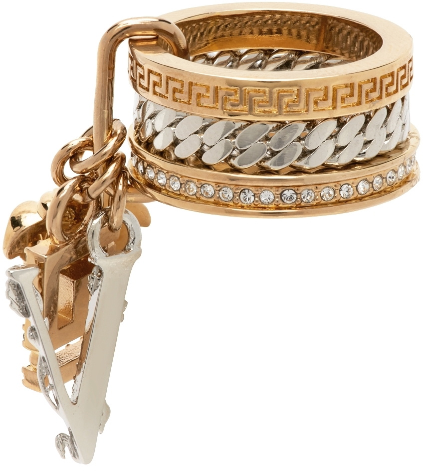 Versace Gold & Silver Charms Ring Versace