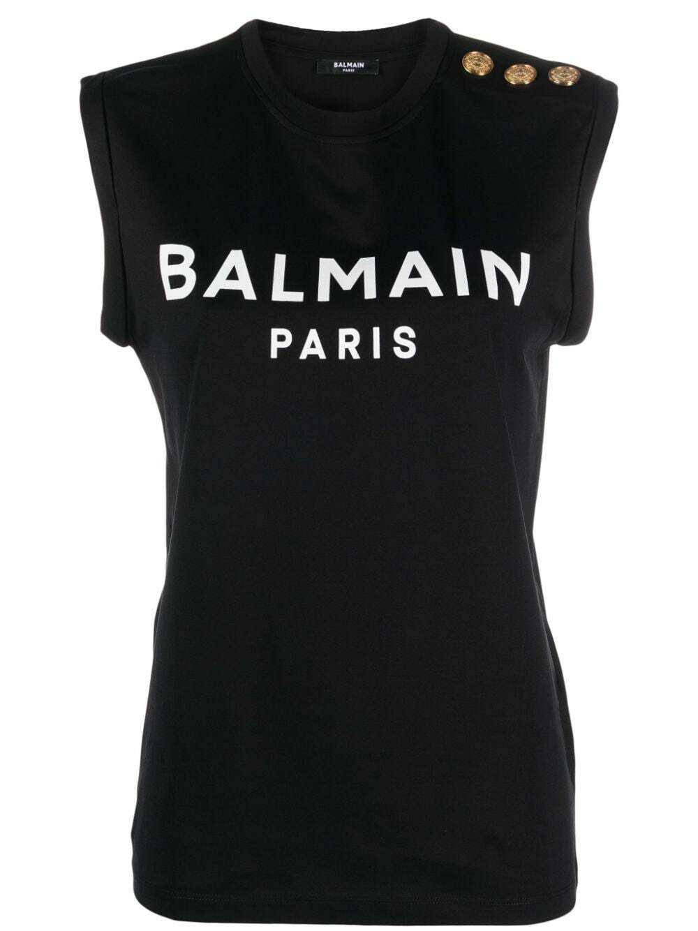 BALMAIN - Logo Organic Cotton Sleeveless Top Balmain