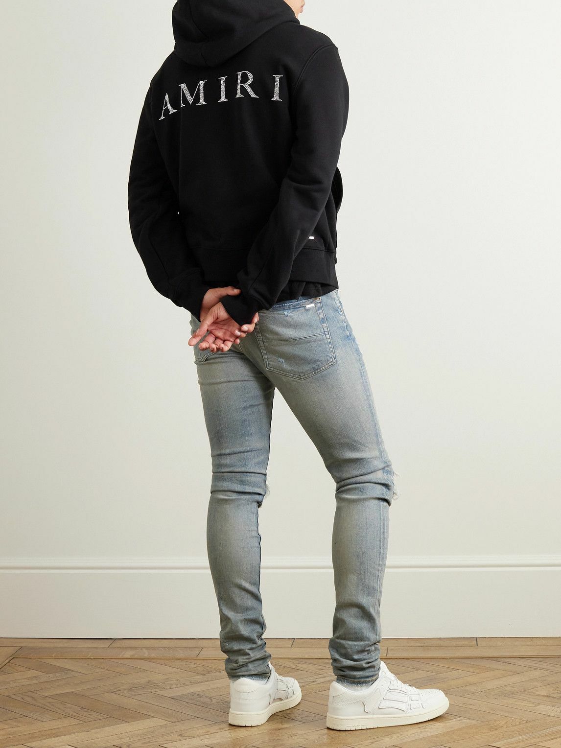 AMIRI - Crystal-Embellished Cotton-Jersey Hoodie - Black Amiri