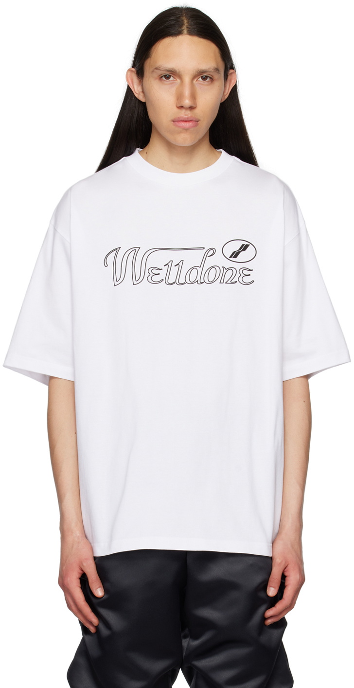 We11done White Cursive Symbol T-Shirt We11done