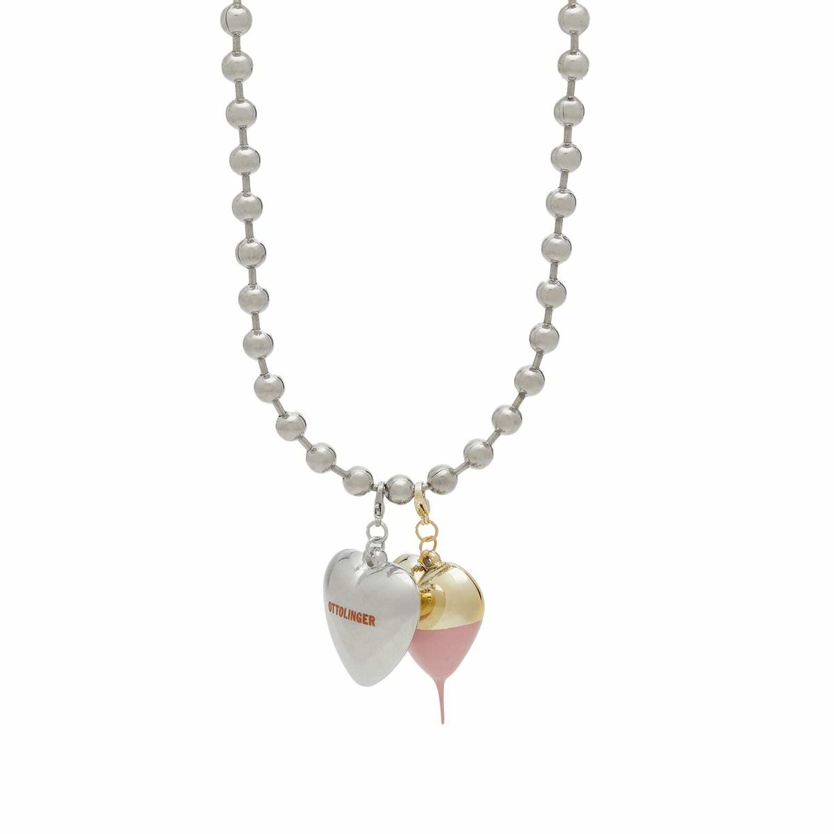 Ottolinger Women's Otto Heart Necklace in Silver-Pink Ottolinger