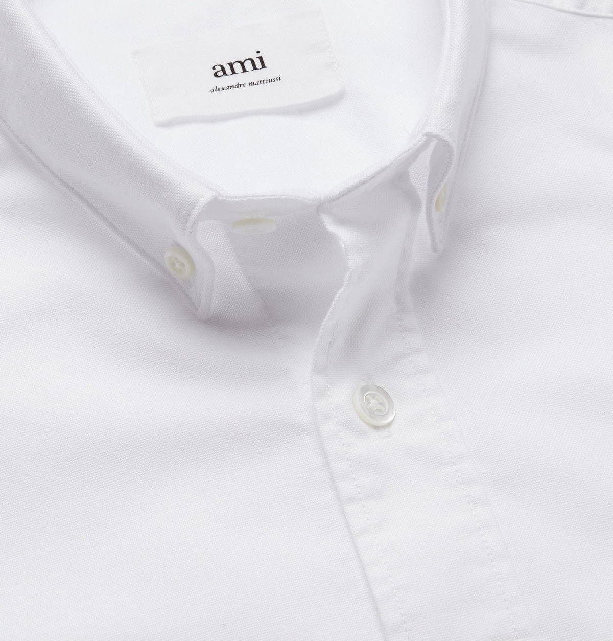 AMI PARIS - Button-Down Collar Logo-Embroidered Cotton Oxford Shirt ...