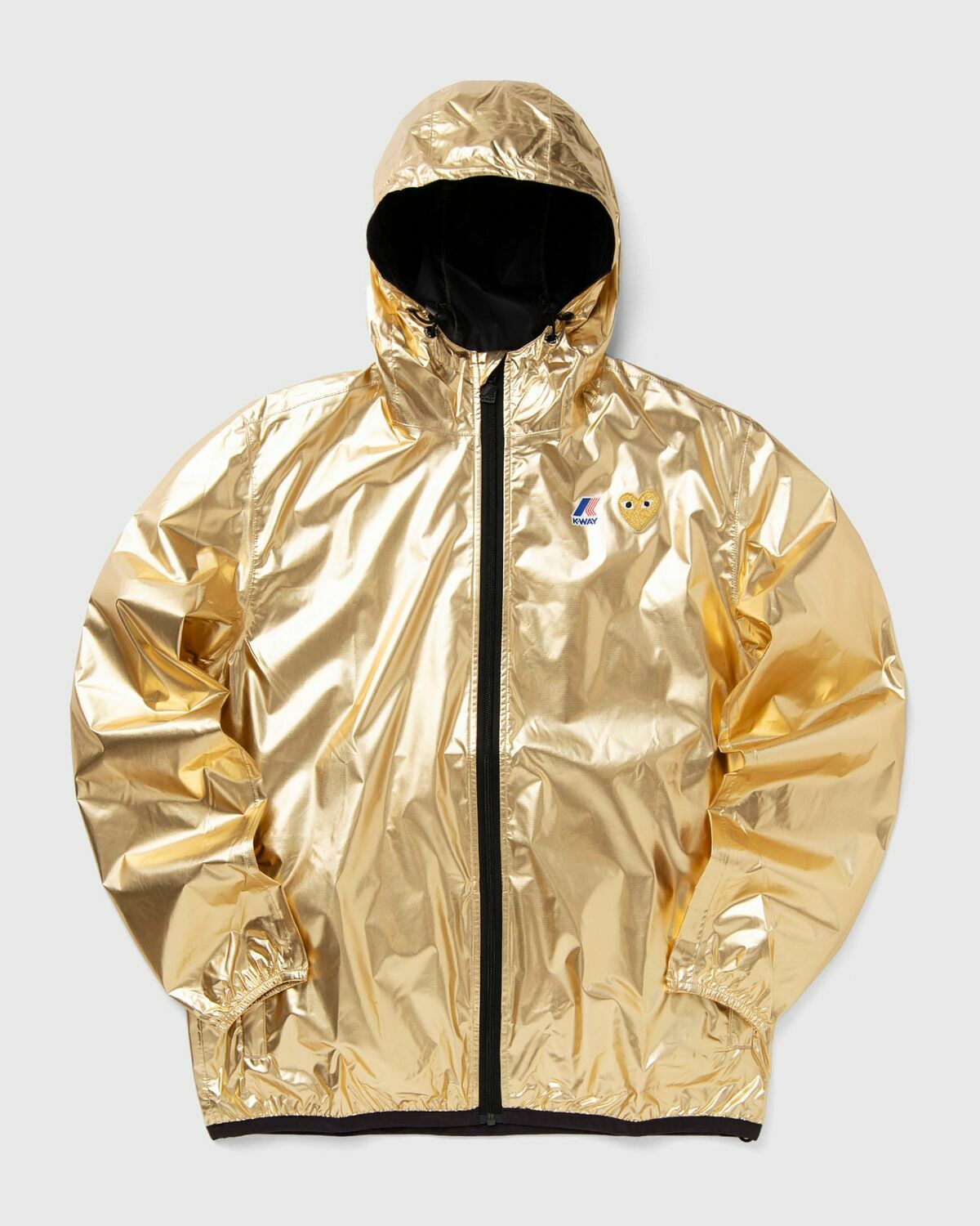 Comme Des Garçons Play K Way Jacket Gold Emblem Gold Windbreaker Comme ...