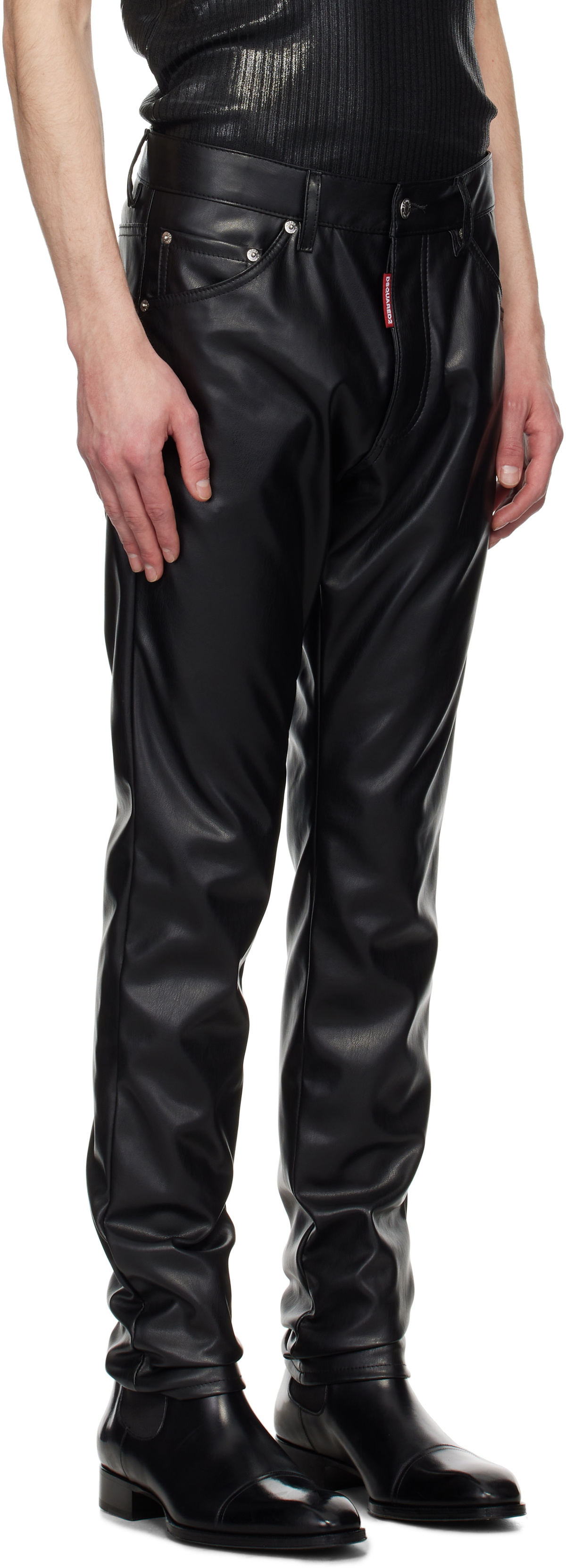 Dsquared2 Black Cool Guy Faux-Leather Pants Dsquared2