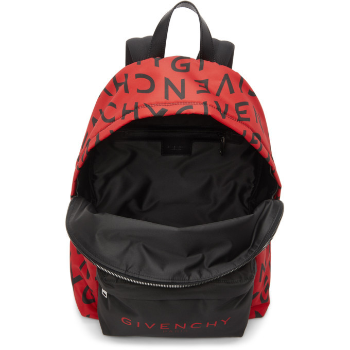 Givenchy Red and Black Refracted Logo Backpack Givenchy